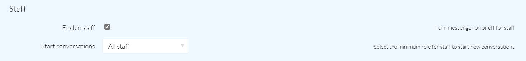 Epraise Site Settings: Messenger