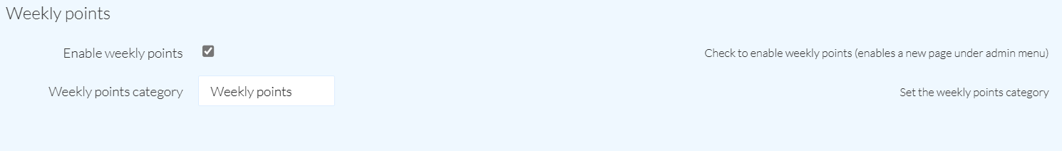 Epraise: Weekly Points