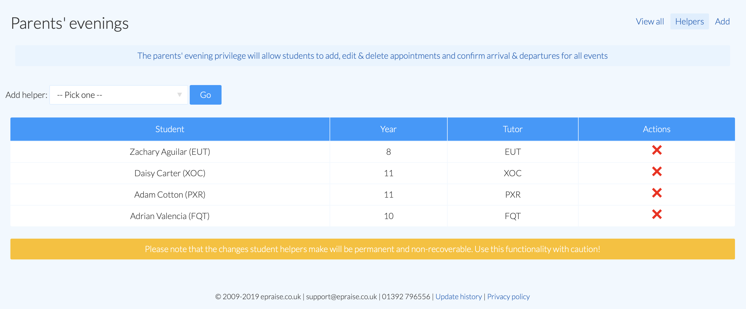 ePraise Parents Evening: Adminstrators Guide
