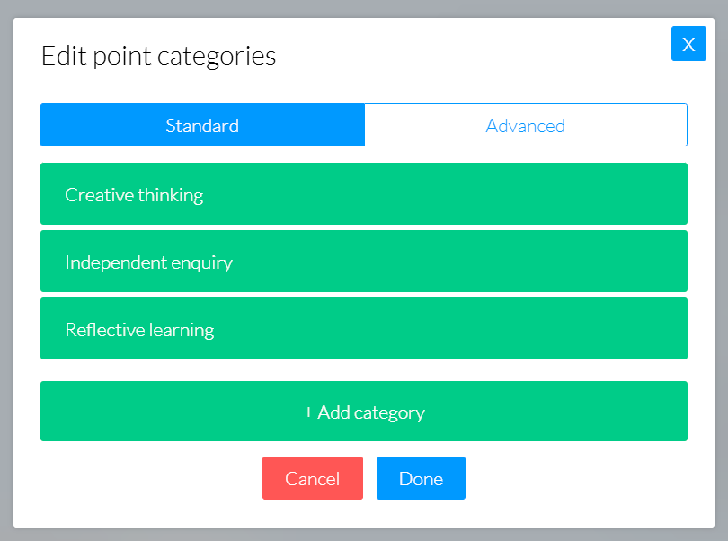 Epraise Site Settings: Points