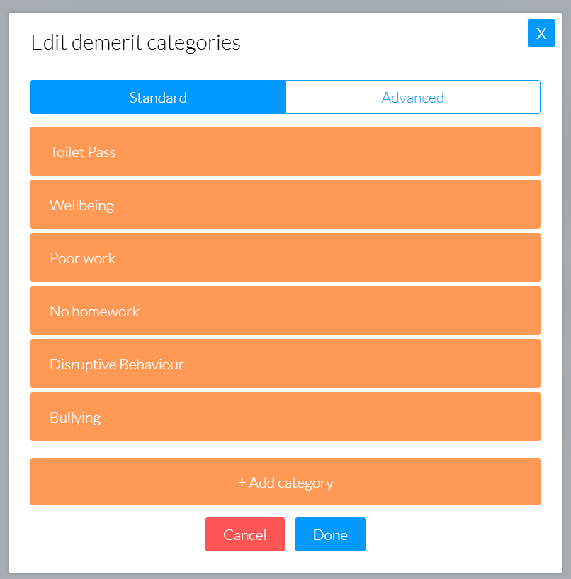 ePraise Site Settings: Demerits