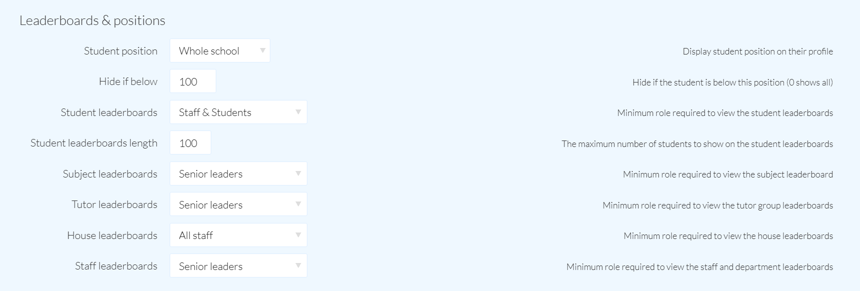 Epraise Site Settings: General