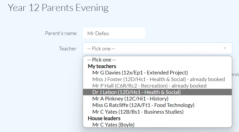 ePraise Students: Parents Evening