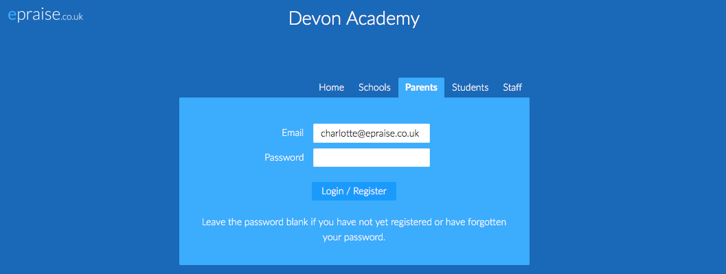 ePraise Parents: Registering
