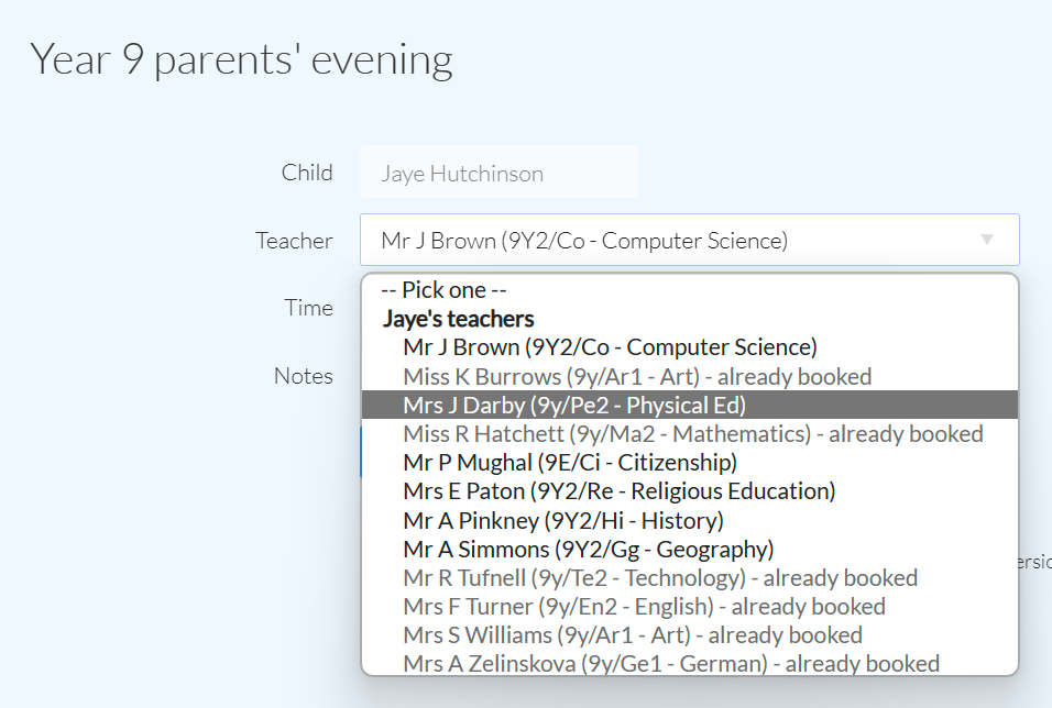 ePraise Parents: Parents Evening