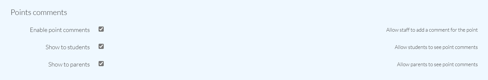 ePraise Site Settings: Points