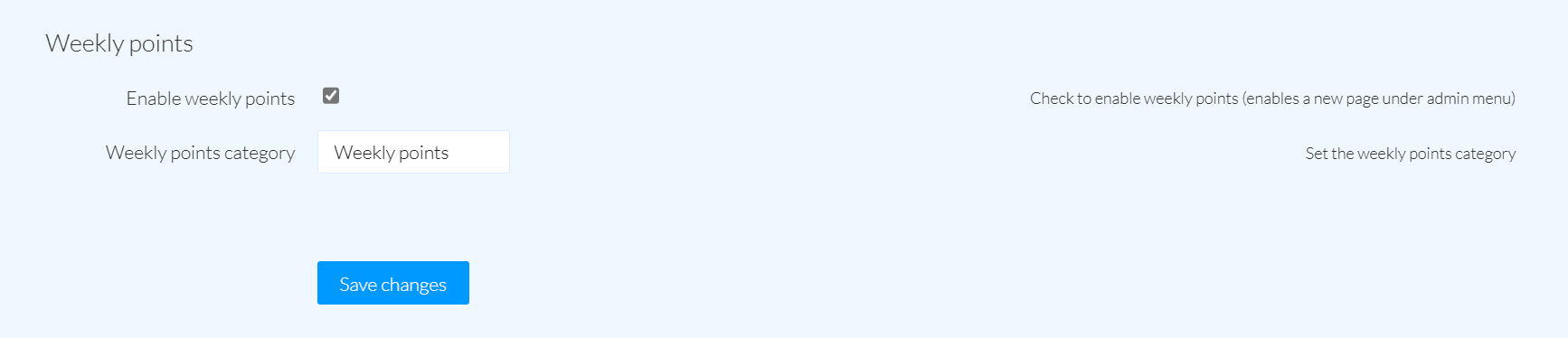 ePraise Site Settings: Points
