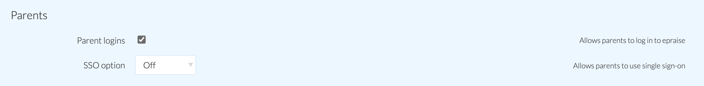 ePraise Site Settings: Login & MIS link