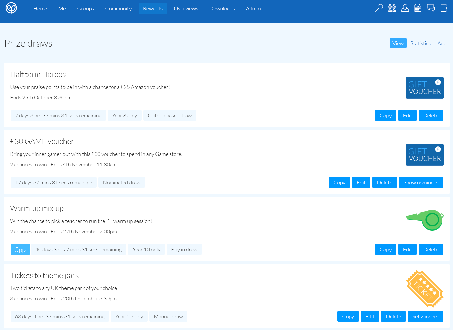 ePraise Prize Draws: An Administrators Guide