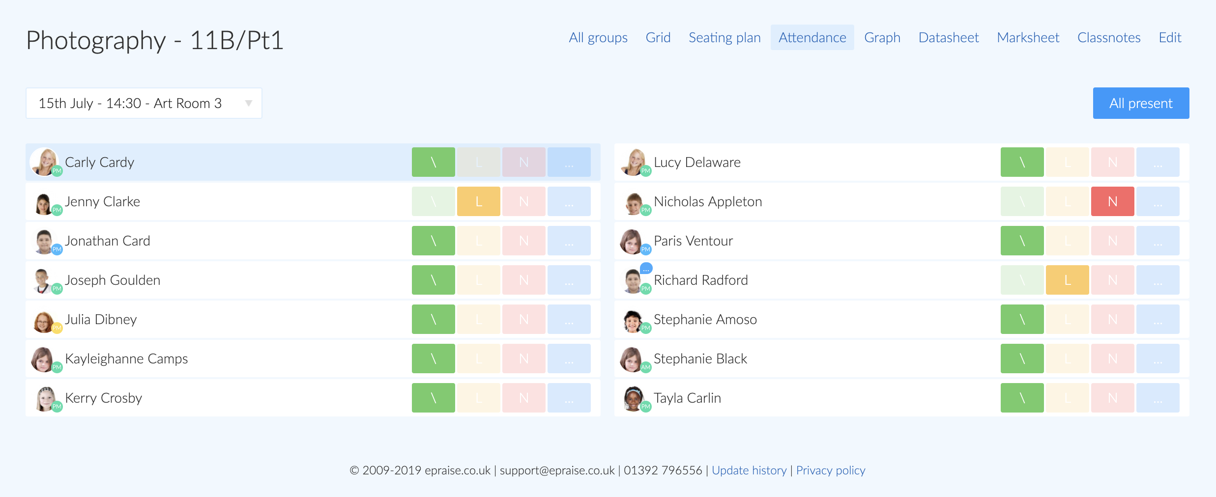 ePraise: Class Views